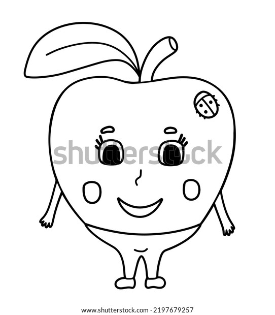 Coloring Book Page Cute Apple Stock Vector (Royalty Free) 2197679257 ...