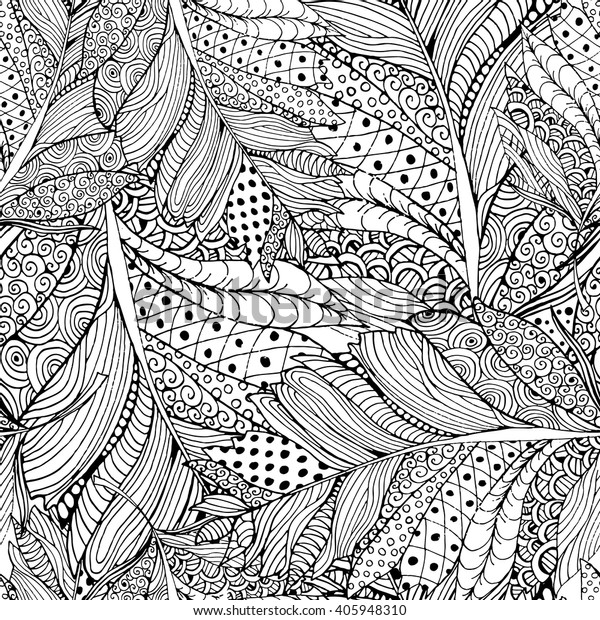 Coloring Book Page Design Feather Pattern: เวกเตอร์สต็อก (ปลอดค่า ...