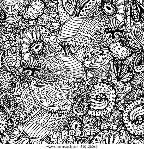 Coloring Book Page Design Seamless Pattern Stock Vector (Royalty Free ...