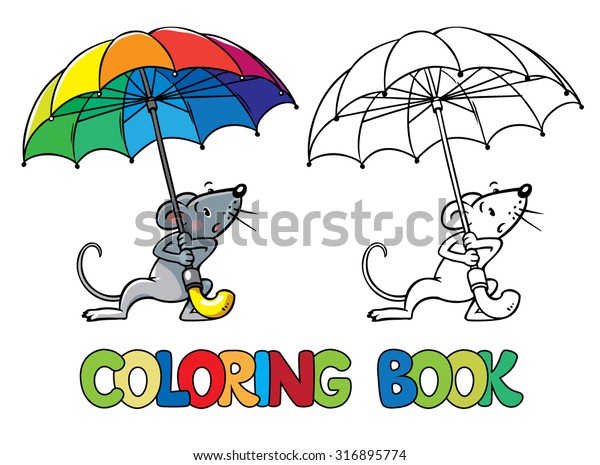 Coloring Book Coloring Picture Mouse Rainbowcolored Stock Vector ...