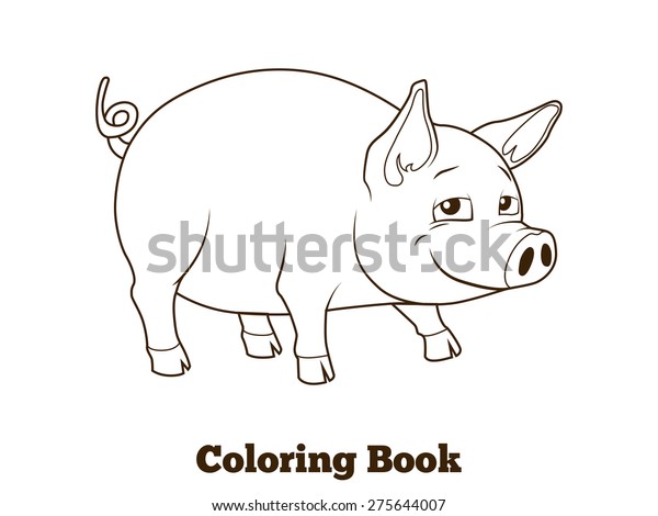 Coloring Book Pig Cartoon Educational Illustration Stock Vector ...