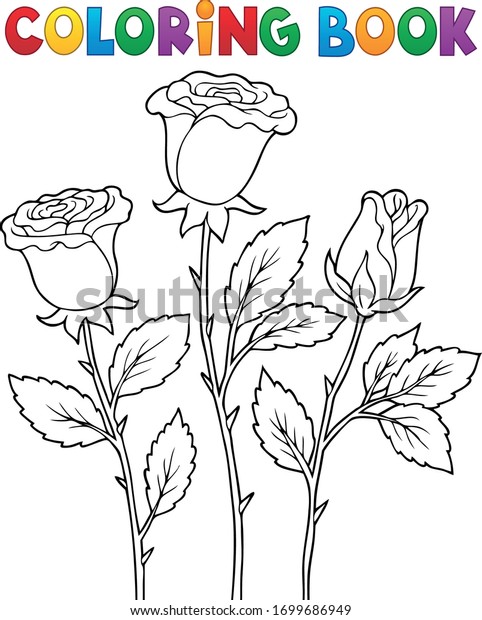 Coloring Book Rose Flower Image 1 Stock Vector (Royalty Free ...