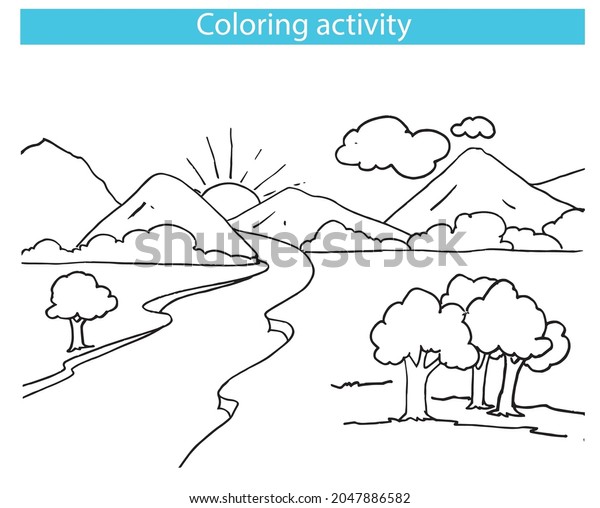 Coloring Book Scenery Coloring Page Vector Stock Vector (Royalty Free ...