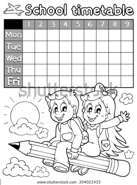 Coloring Book School Timetable 3 Eps10 Stock Vector (Royalty Free ...