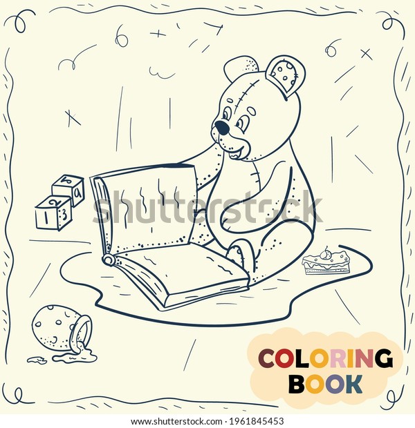 Coloring Book Small Children Contour Illustration Stock Vector (Royalty ...