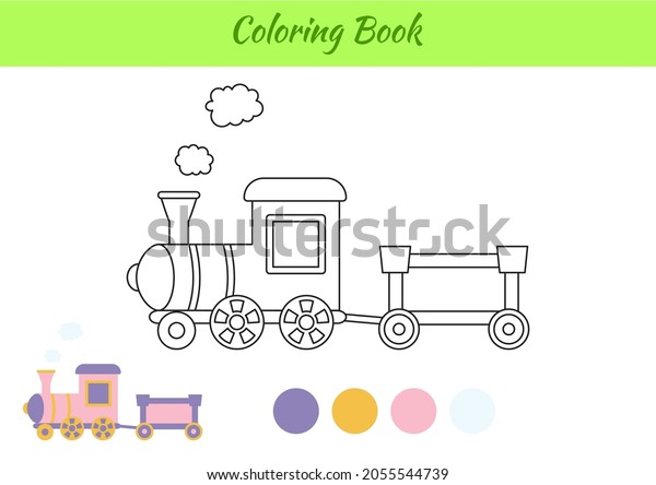 Coloring Book Train Kids Educational Activity: เวกเตอร์สต็อก (ปลอดค่า ...