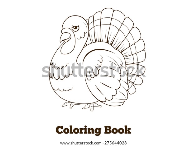 Coloring Book Turkey Cartoon Educational Illustration: เวกเตอร์สต็อก ...