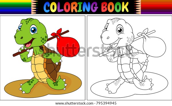 Coloring Book Turtle Cartoon Stock Vector (Royalty Free) 795394945 ...