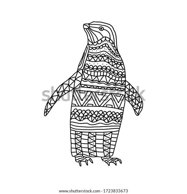 Coloring Book Zentangle Stylized Cute Penguin Stock Vector (Royalty ...