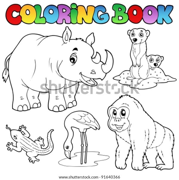 Coloring Book Zoo Animals Set 1 库存矢量图（免版税）91640366 | Shutterstock