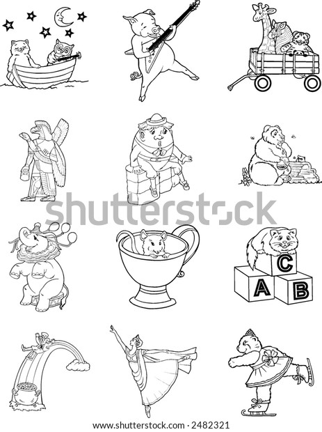 Coloring Book1characters Size Full Page Make Stock Vector (Royalty Free ...