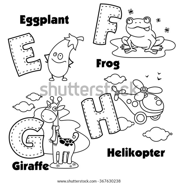 Coloring English Alphabet Letters E F Stock Vector (Royalty Free ...