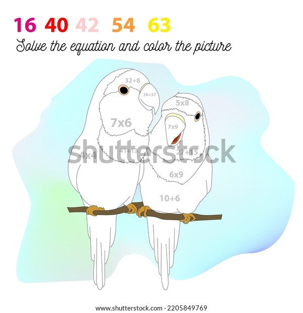 Coloring Game Children Image Parrots Educational Stock Vector (Royalty ...