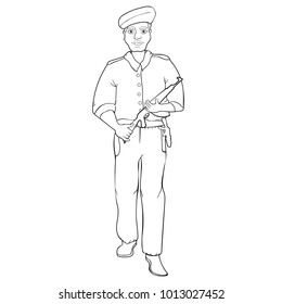 Coloring Page Cartoon Police Officer Policeman: เวกเตอร์สต็อก (ปลอดค่า ...