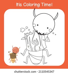 Coloring Insect Worksheet Page Educational Printable Stock Vector ...