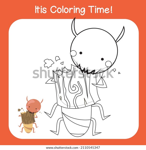 Coloring Insect Worksheet Page Educational Printable: เวกเตอร์สต็อก ...