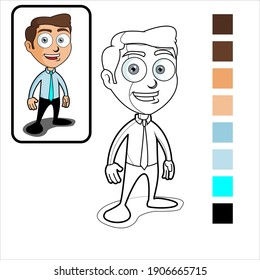 Coloring Learning Cartoon Character Drawing Stock Vector (Royalty Free ...