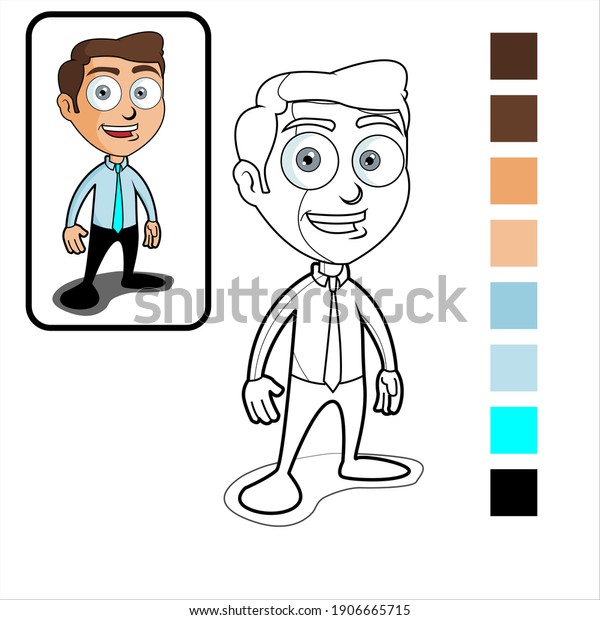 Coloring Learning Cartoon Character Drawing Stock Vector (Royalty Free ...