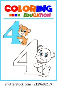 Coloring Number Four Childrens Learning Stock Vector (Royalty Free ...