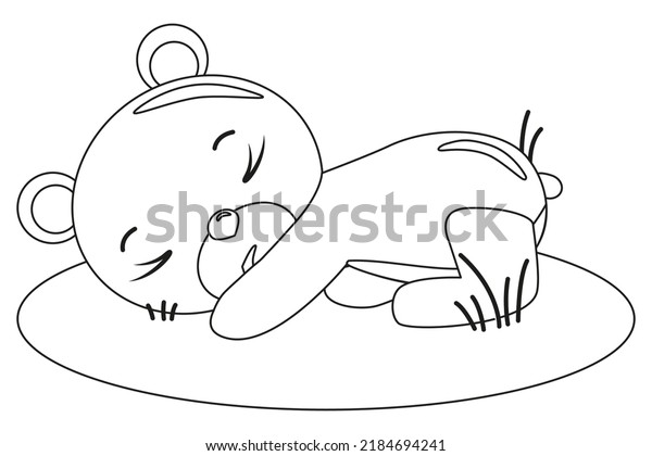 Coloring Outline Cartoon Sleeping Cute Little Stock Vector (Royalty ...
