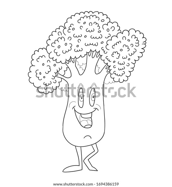 Coloring Page Coloring Book Cartoon Broccoli Stock Vector (Royalty Free ...