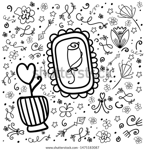 Coloring Page Book Hand Drawn Colorful Stock Vector (Royalty Free ...
