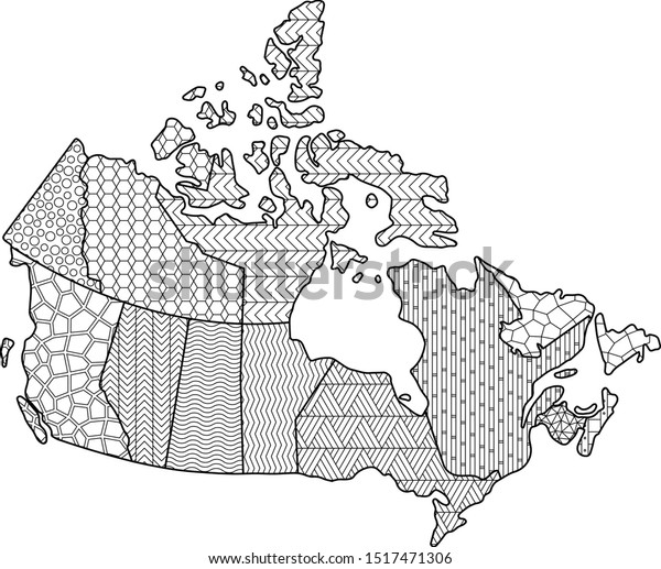Coloring Page Canada Map Administrative Division: Vector có sẵn (miễn ...
