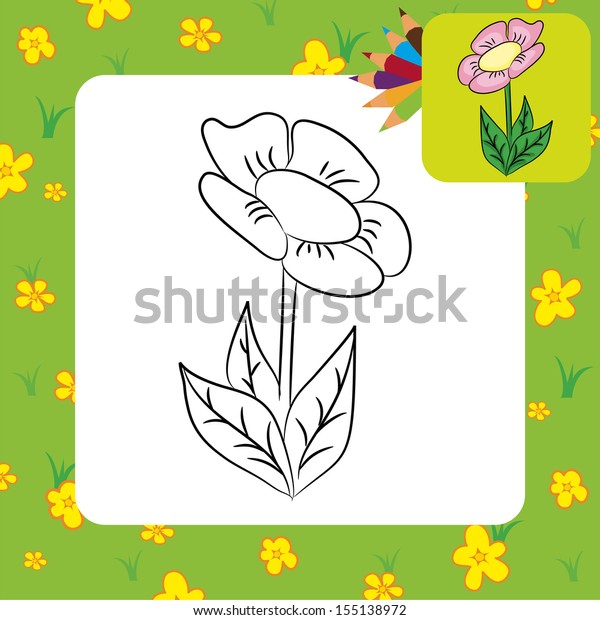 Coloring Page Cartoon Flower Vector Illustration 스톡 벡터(로열티 프리 ...