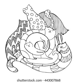 Coloring Page Composition Hand Drawn Decorative Stock Vector (Royalty ...