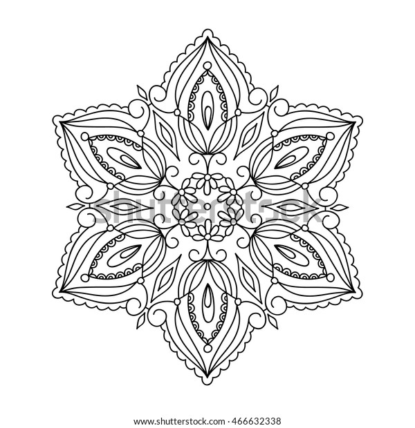 Coloring Page Contour Drawing Mandala Perfect Stock Vector (Royalty ...