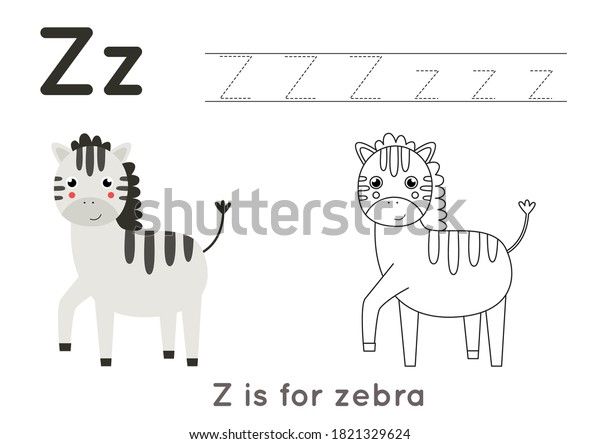 Coloring Page Cute Cartoon Zebra Alphabet Stock Vector (Royalty Free ...