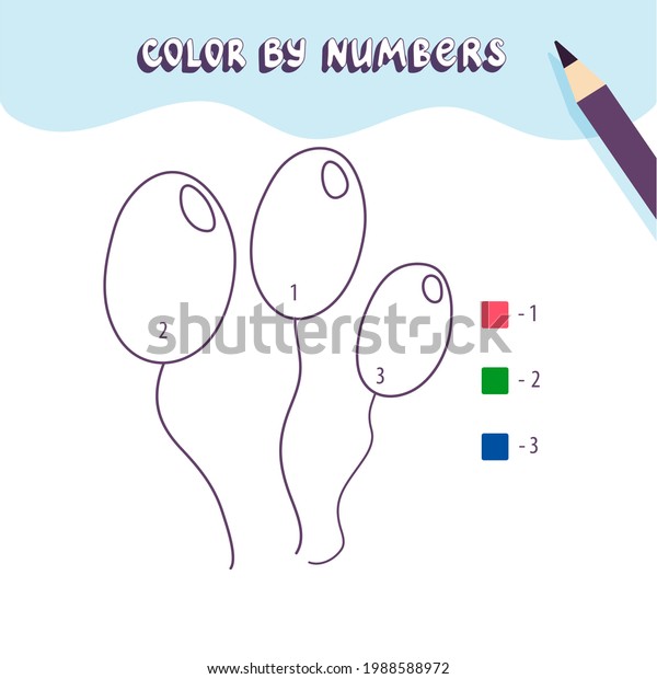 Coloring Page Cute Vector Baloons Color Stock Vector (Royalty Free ...
