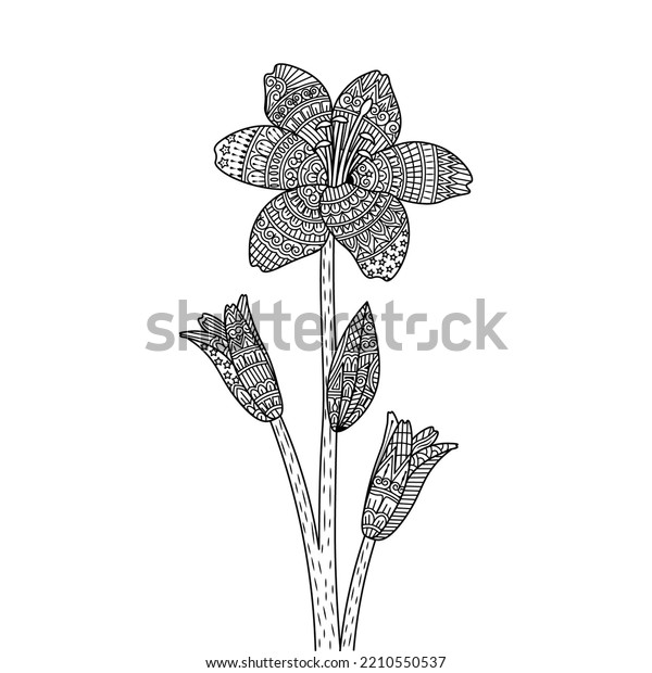 Coloring Page Decorative Flower Line Art Stock Vector (Royalty Free ...