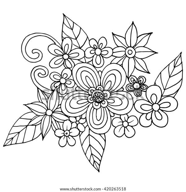 Coloring Page Doodle Flowers Vector Stock Vector (Royalty Free) 420263518