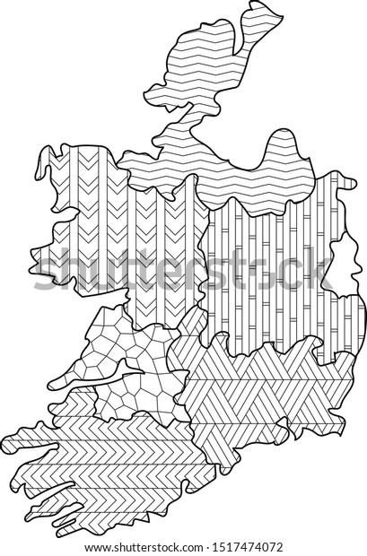 Coloring Page Ireland Map Administrative Division Stock Vector (Royalty ...