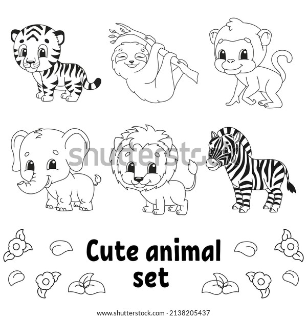 Coloring Page Kids Animal Theme Digital: เวกเตอร์สต็อก (ปลอดค่า ...