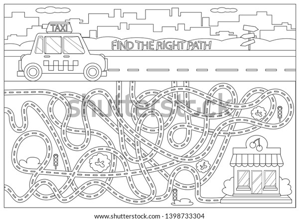 Coloring Page Maze Find Right Path Stock Vector (Royalty Free ...