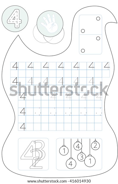Coloring Page Number Four Printable Worksheet: vetor stock (livre de ...