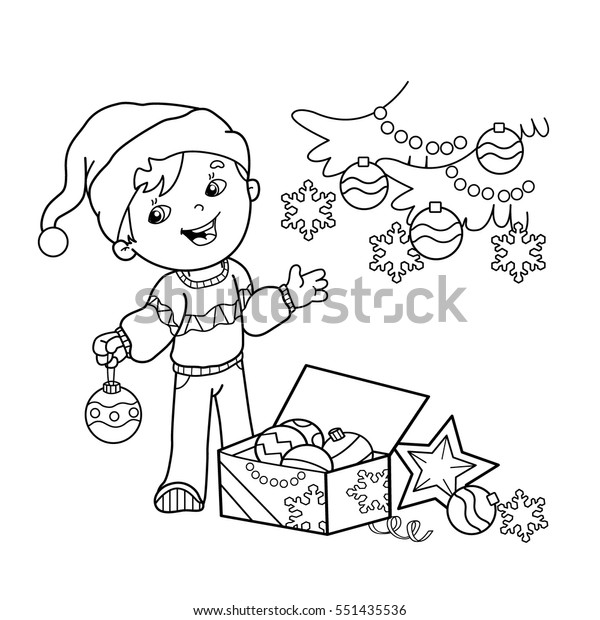 Coloring Page Outline Cartoon Boy Decorating: เวกเตอร์สต็อก (ปลอดค่า ...