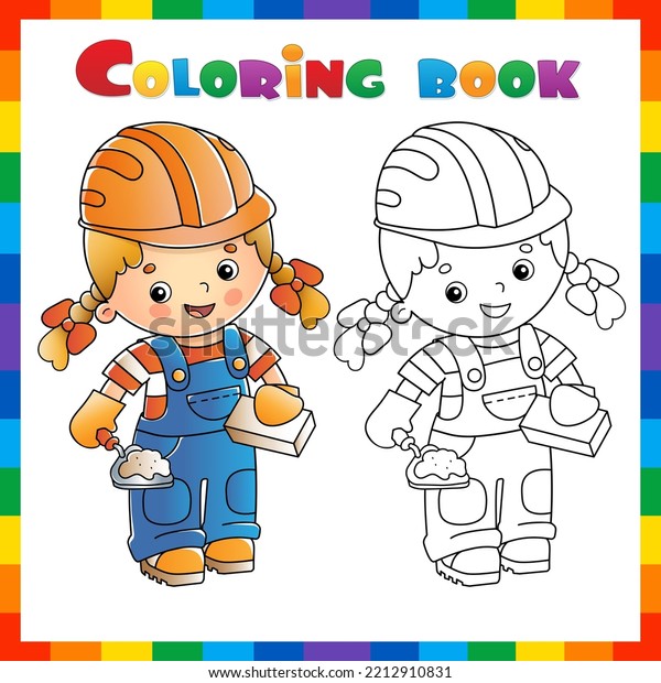Coloring Page Outline Cartoon Builder Worker Stock Vector (Royalty Free ...