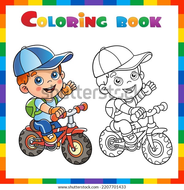 Coloring Page Outline Cartoon Fun Boy Stock Vector (Royalty Free ...