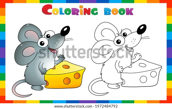 Coloring Page Outline Cartoon Little Mouse Stock Vector (Royalty Free ...