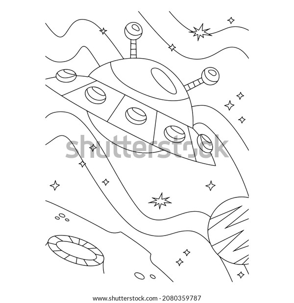 Coloring Page Outline Cartoon Rocket Astronaut Stock Vector (Royalty ...