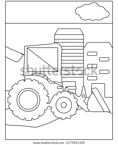 Coloring Page Outline Construction Vehicles Coloring Stock Vector ...