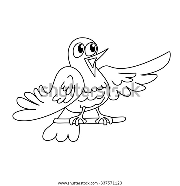 Coloring Page Outline Funny Singing Bird Stock Vector (Royalty Free ...