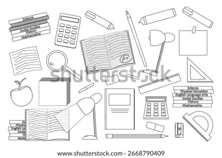School Supplies Clipart Black And White | Free download on ClipArtMag