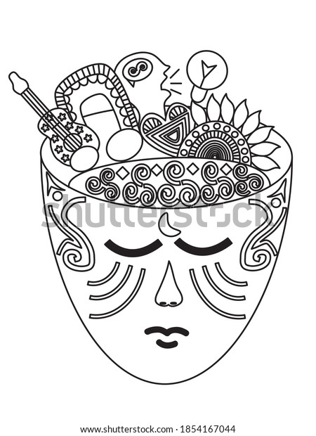 Coloring Page Sketch Human Mind Face Stock Vector (Royalty Free ...