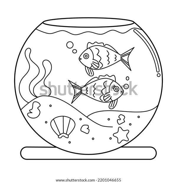 Coloring Page Two Pet Fish Fish Stock Vector (Royalty Free) 2201046655 ...
