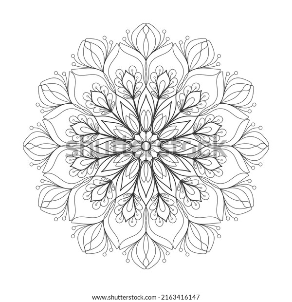 Stock vektor „Coloring Page Vector Outline Floral Round“ (bez ...