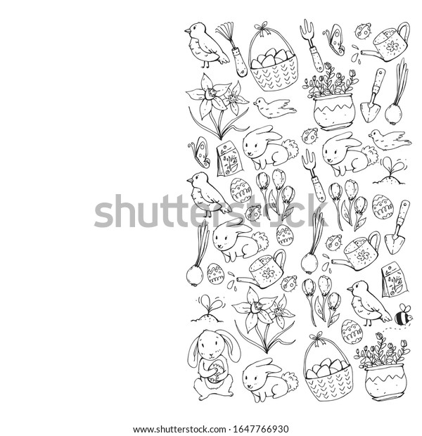 Coloring Page Vector Pattern Easter Spring Stock Vector (Royalty Free ...